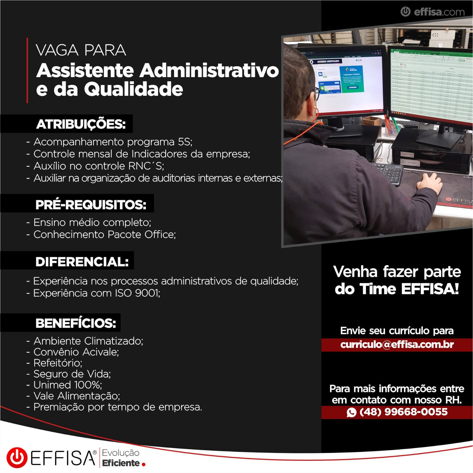 Vaga Assistente Administrativo e da Qualidade | EFFISA
